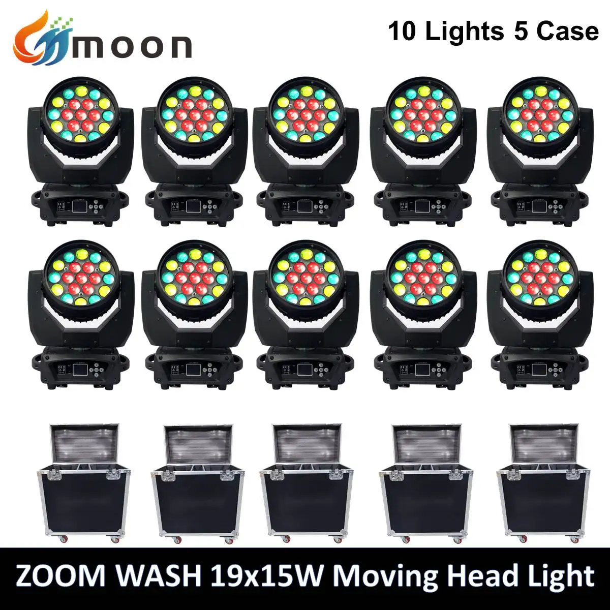 No Tax 1~10pcs 19x15w RGBW LED Bee Eye Beam Light Clay Paky Zoom Wash ...