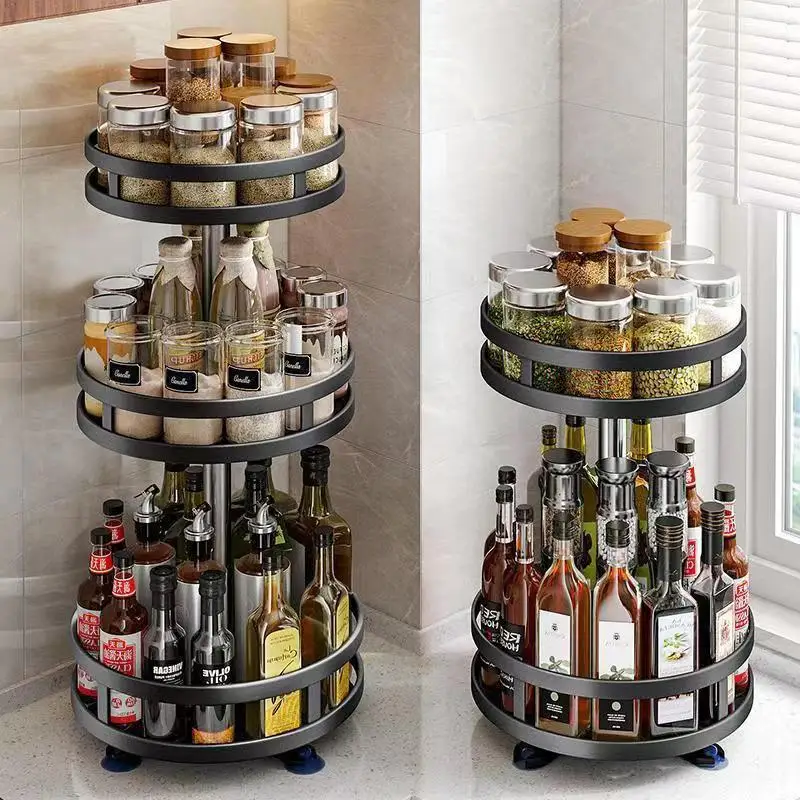 Rotatable-Kitchen-Storage-Rack-kitchen-Accessories-Spice-Storage-Rack ...