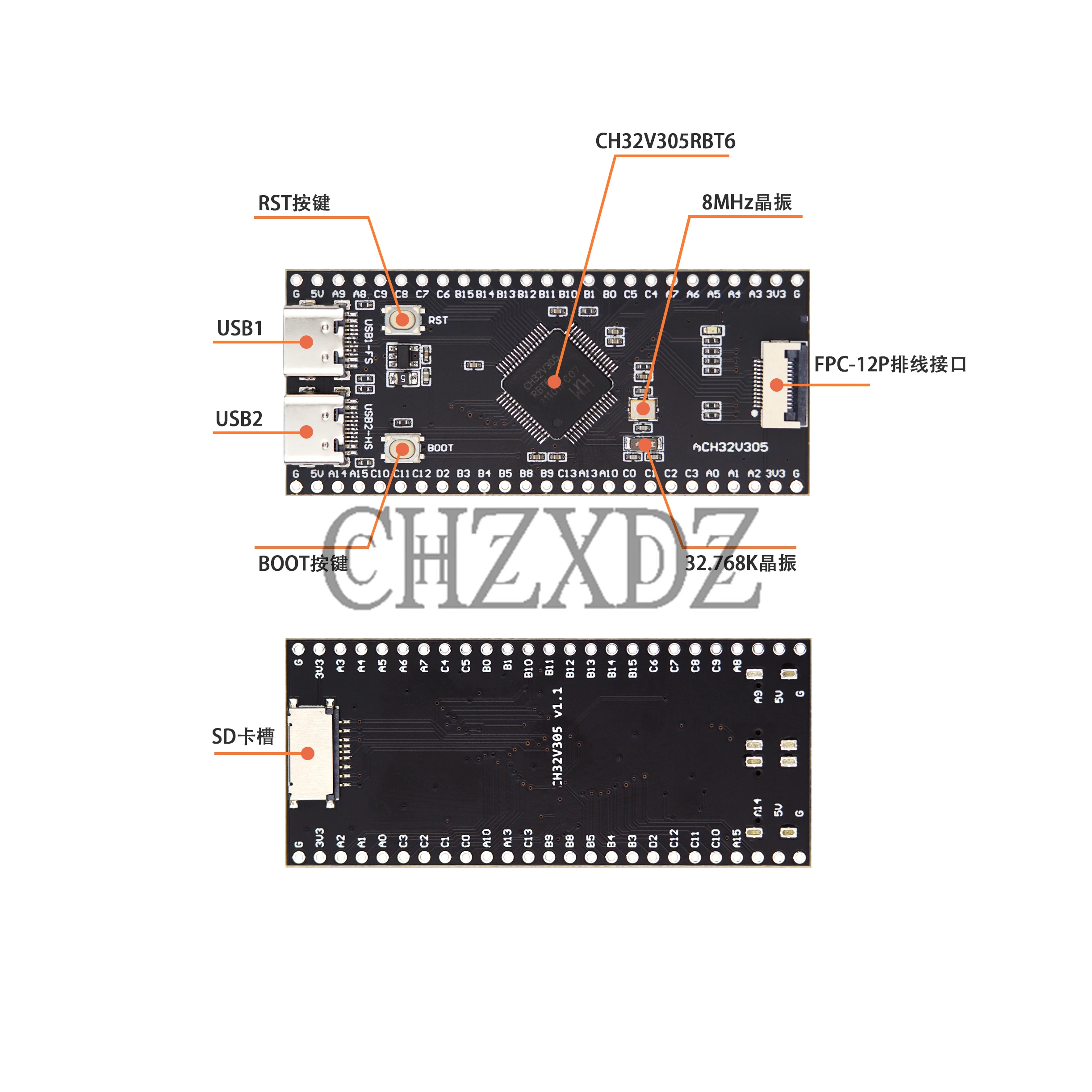 100-Original-CH32V305-Development-Board-Minimum-System-Board-Core-Board ...