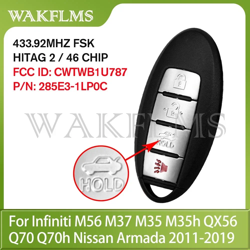 Remote Smart key 433Mhz For Nissan Armada Infiniti M35 Q70 M37 M56 QX56 ...