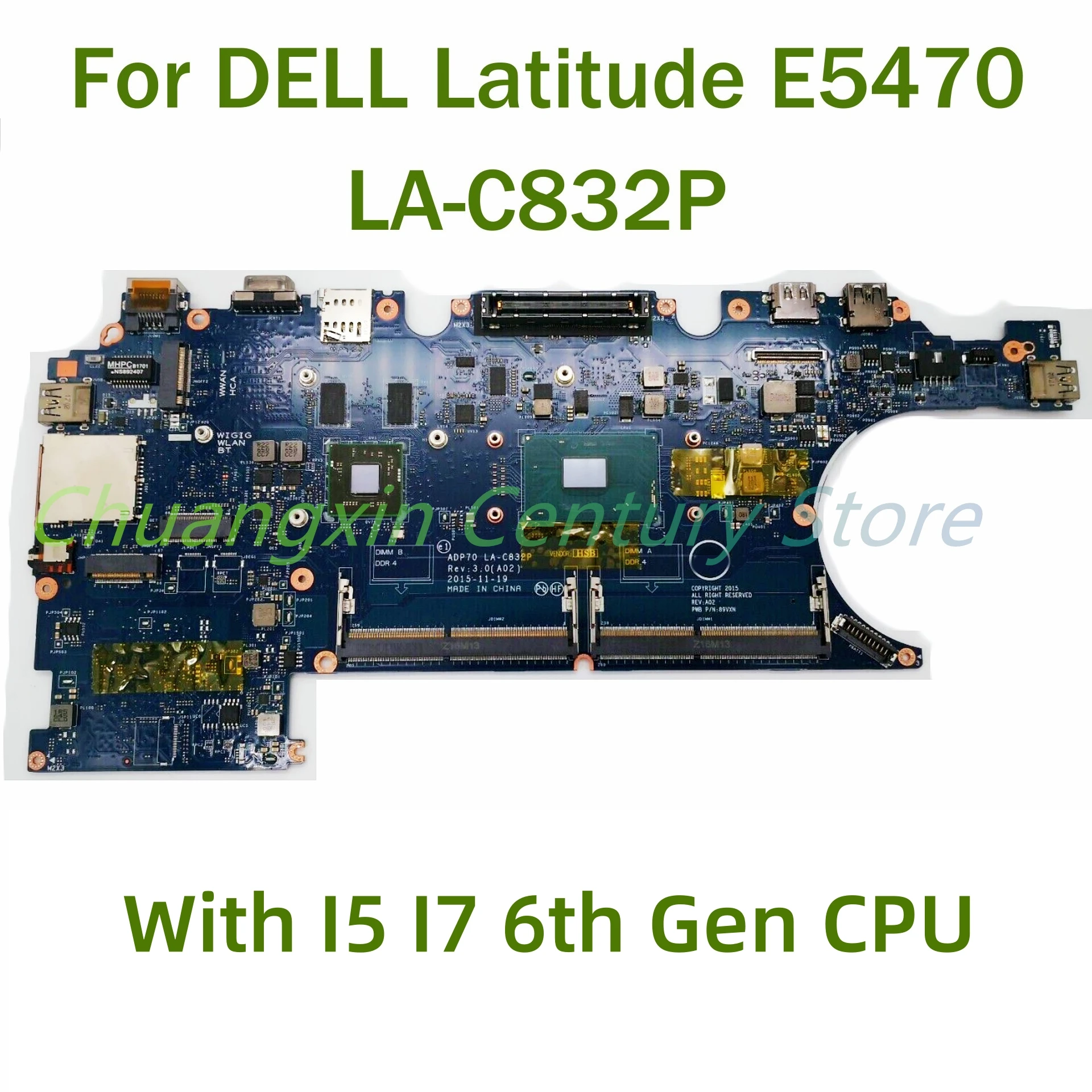 For Dell Latitude 14 5480 E5480 Laptop motherboard LA-C832P with I5 I7 ...