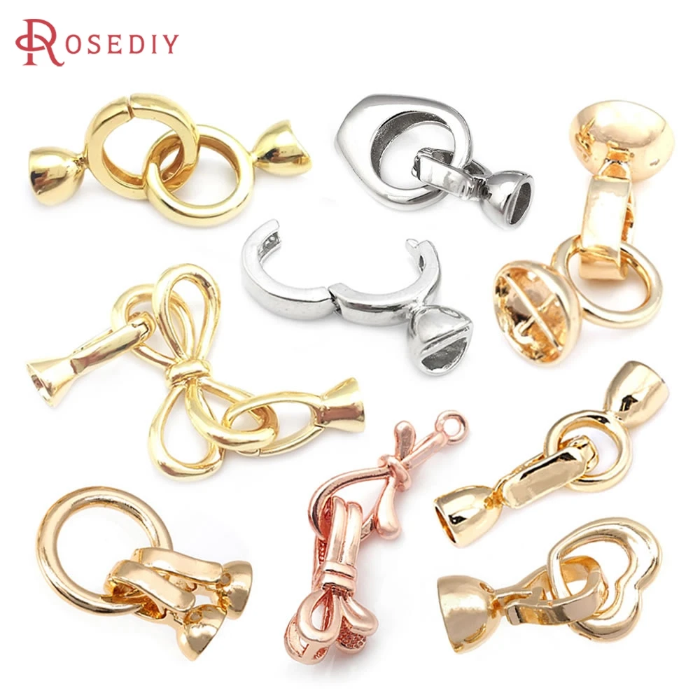 18K Gold Color Brass Round Circle Heart Bow Shape Connect Clasps for ...
