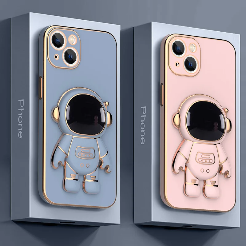 Astronauta 3d dobrável stand titular caso de telefone para o iphone 13 12 11 pro max xs max xr 7 ...