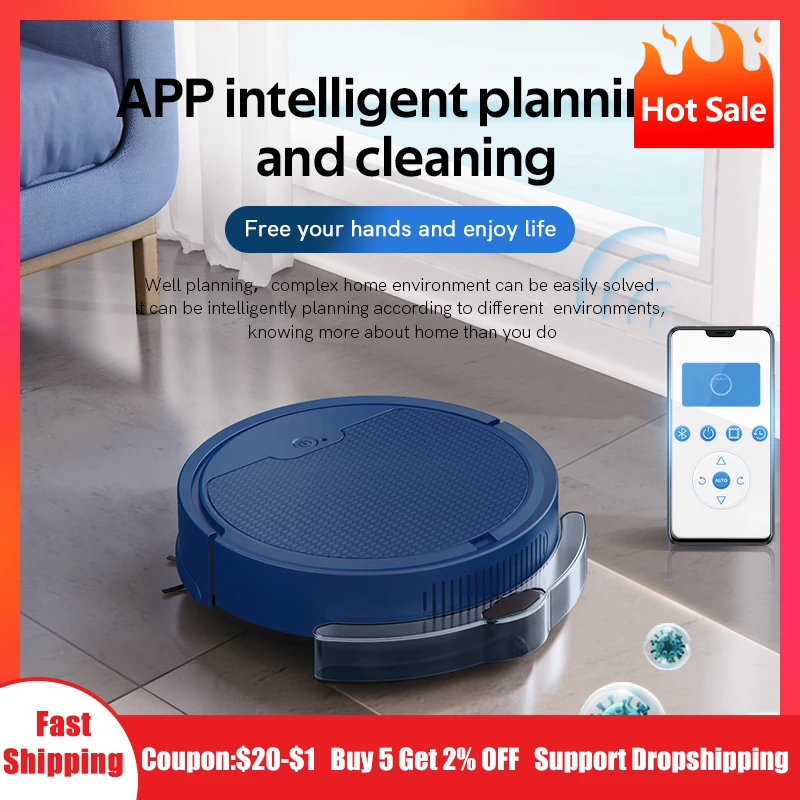 New Sweeping Robot Vacuum Cleaner App Control Automatic Water Tank Sweep And Wet Mopping Vacuum ...