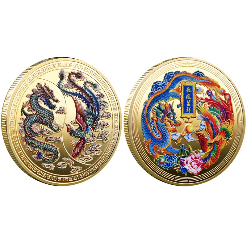 Chinese Coin with Dragons and Phoenix 45mm Collectibles Coins Lucky ...