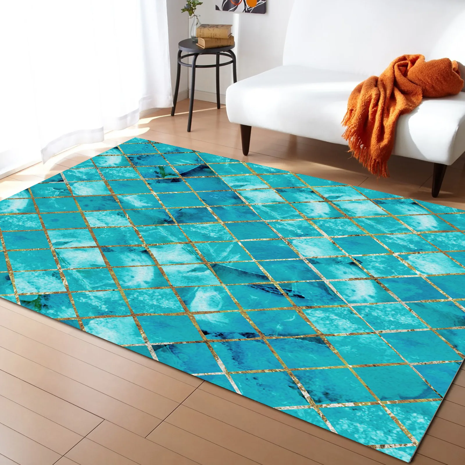 Turquoise-Marble-Lattice-Textured-Carpets-for-Living-Room-Household ...