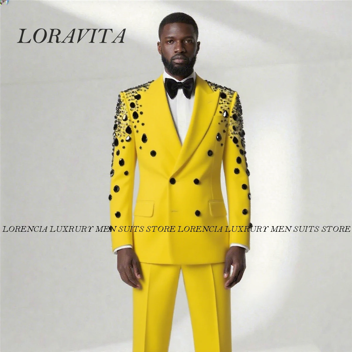 Customized Beaded Gem Diamond Tuxedos Men Suits Slim Fit Male Party ...