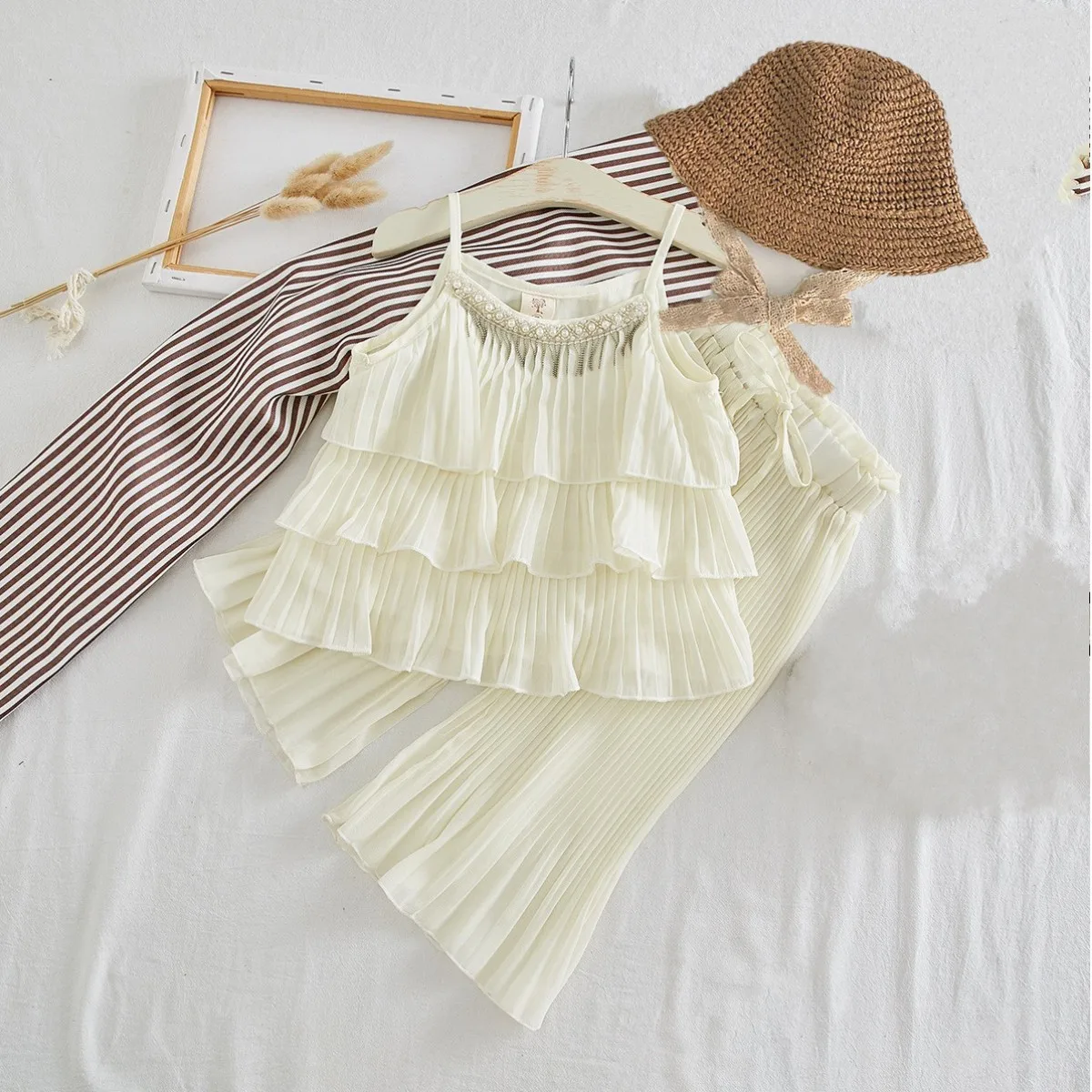 Girls-clothing-Korean-version-fashionable-summer-two-piece-chiffon-Suit ...
