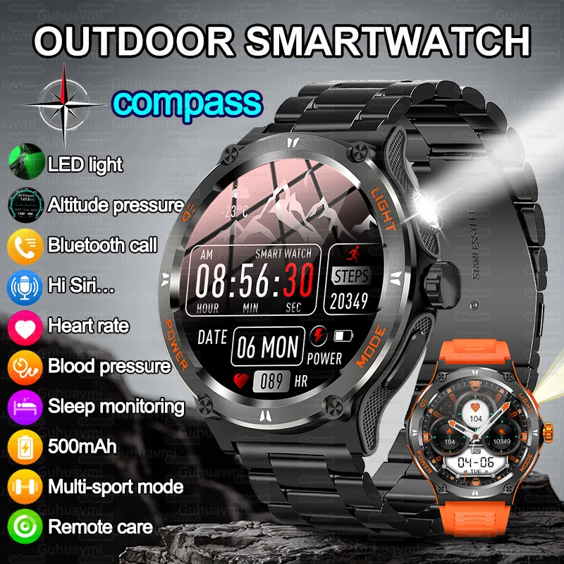 Hot-Outdoor-Military-Smart-Watch-Men-LED-Strong-Light-AMOLED-Screen ...