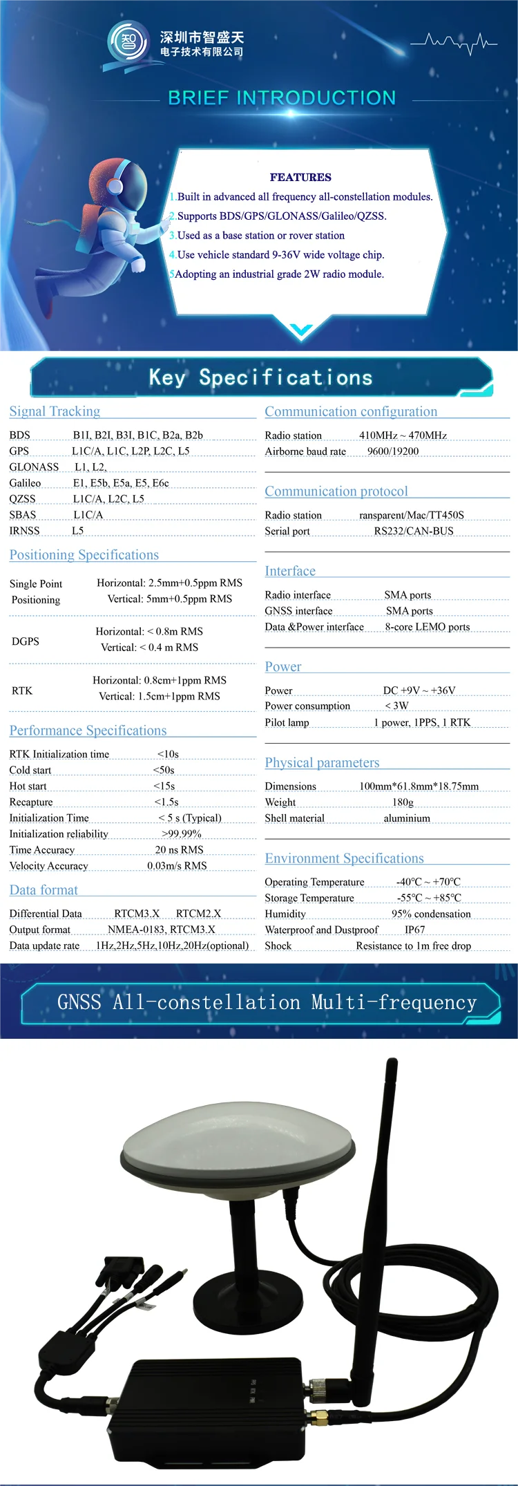 GPS-приемник K977 K978, базовая антенна Rover, радиоприемник K803 UM982, автопилот, Система ...