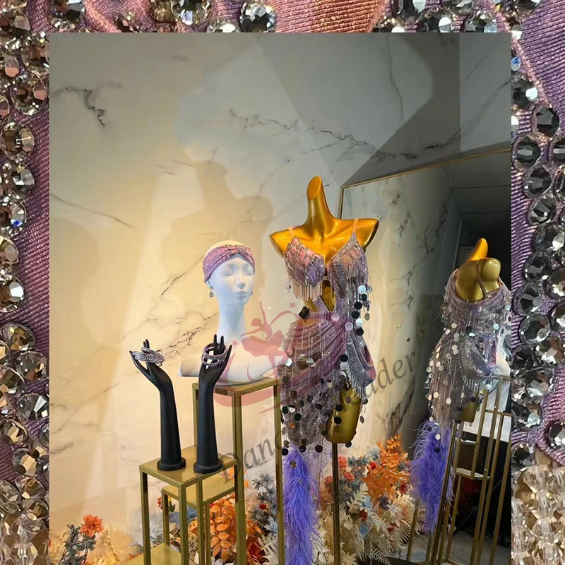 Latin-Dance-Women-s-Clothing-Children-s-High-end-Customized-Pink-Mesh ...