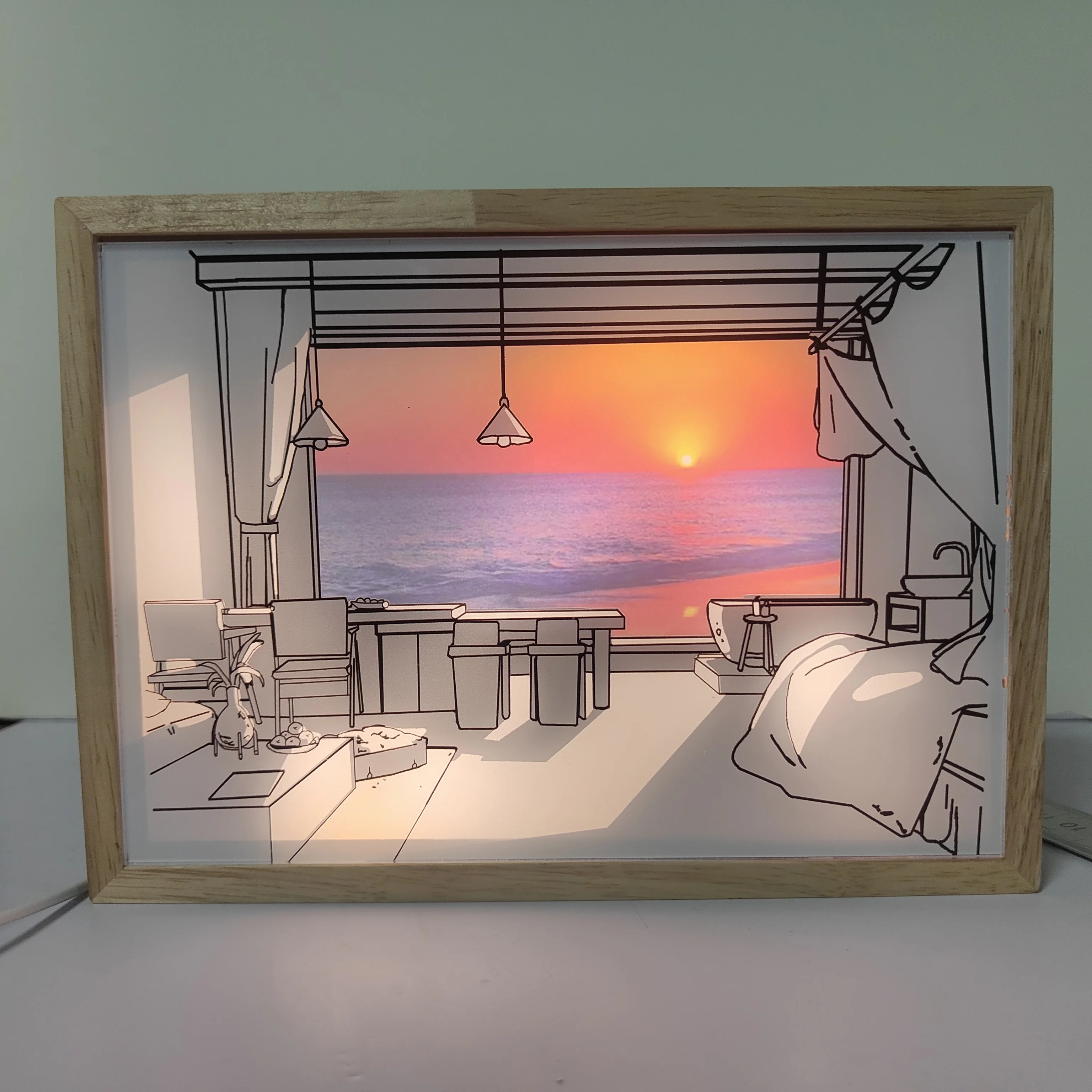Customized-3D-Decorative-Wooden-Photo-Frame-Night-Light-Art-Wall ...