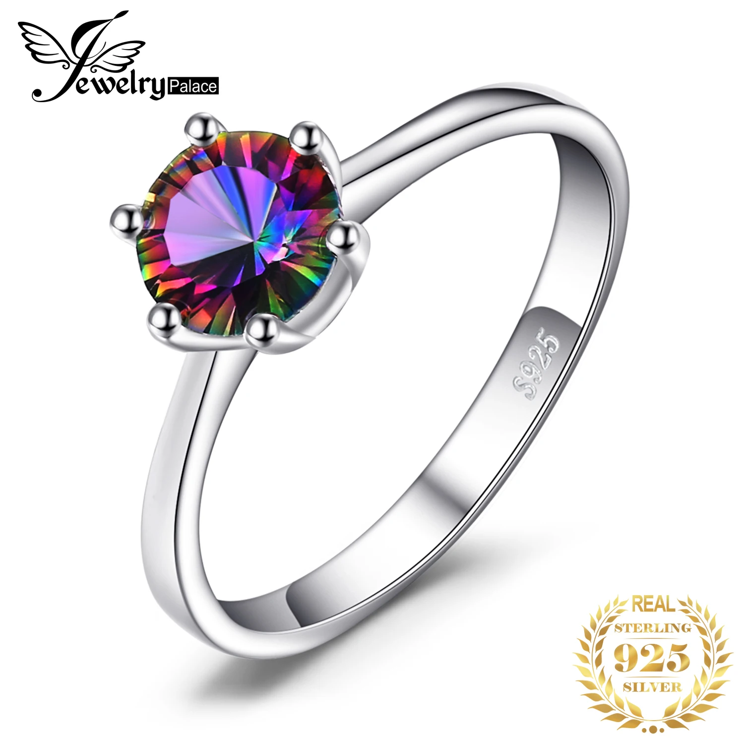 Jewelrypalace Natural Rainbow Mystic Quartz 925 Sterling Silver Ring ...