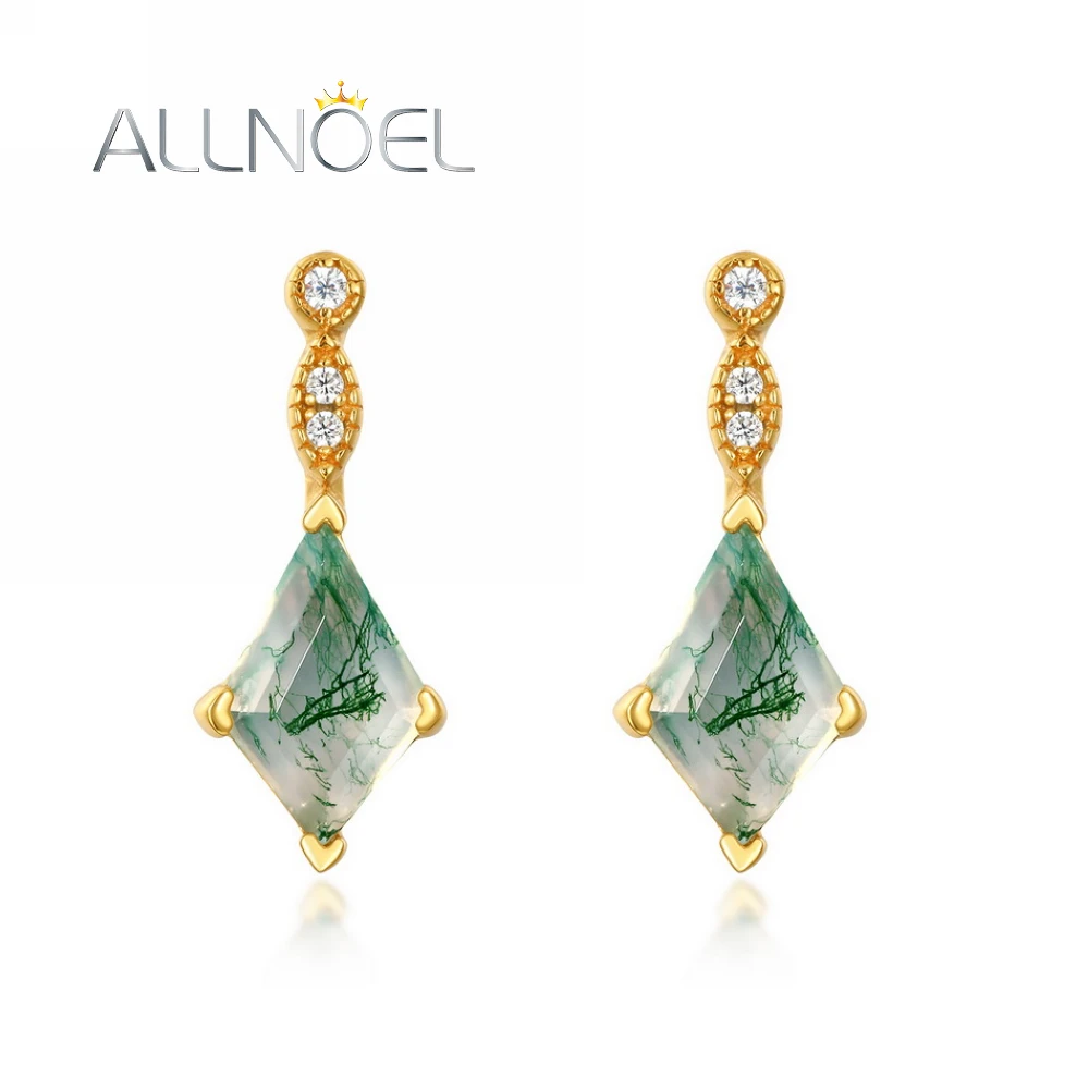 ALLNOEL-Moss-Agate-Stud-Earrings-for-Women-925-Sterling-Silver-Original ...