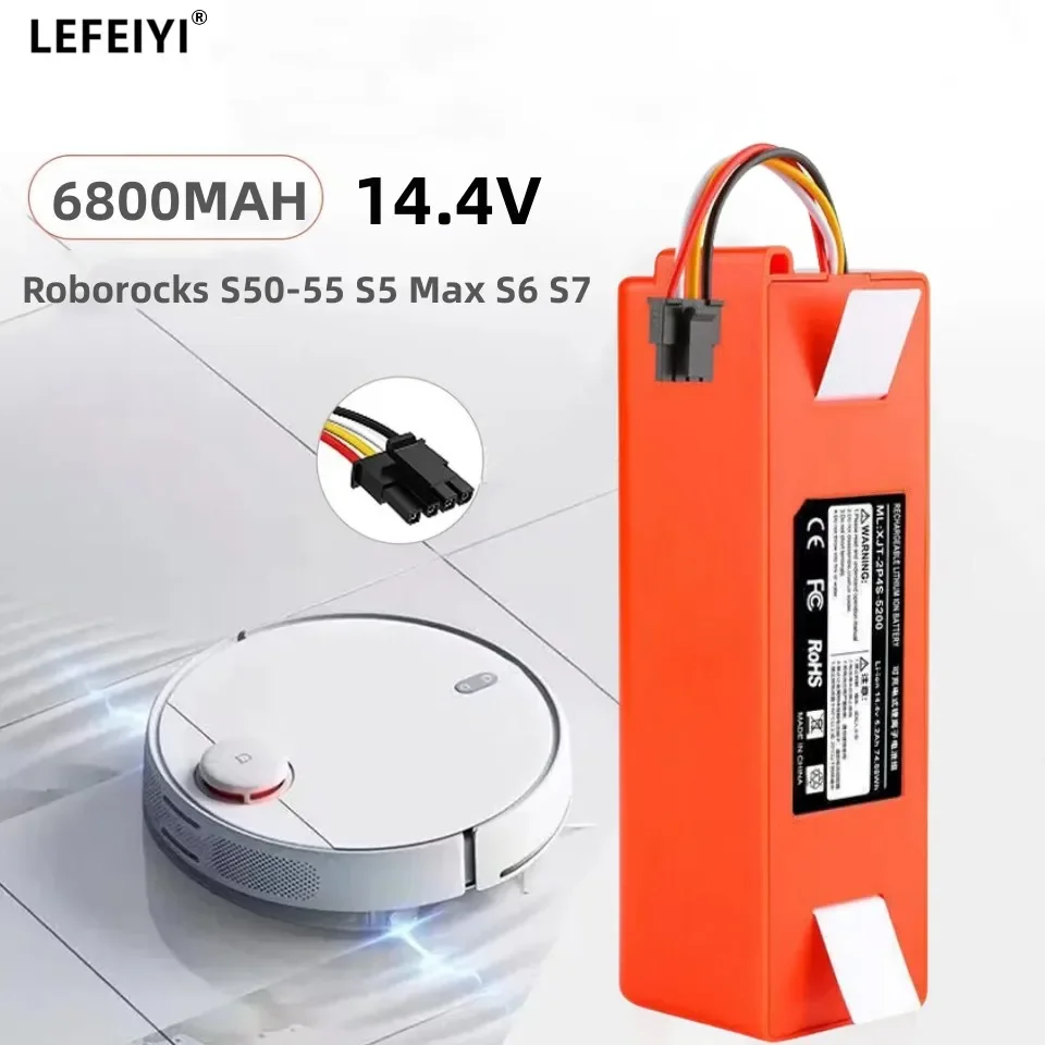 6800mAh-14-4V-Sweeping-Robot-Battery-for-Xiaomi-Mijia1S-Roborocks-S50 ...