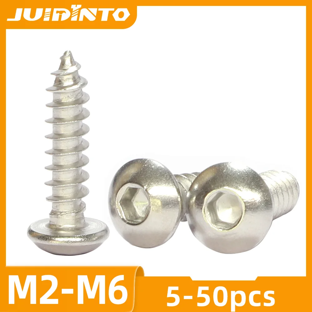 JUIDINTO Hex Socket Button Head Self Tapping Screw M2 M2.6 M3 M4 M5 M6 ...