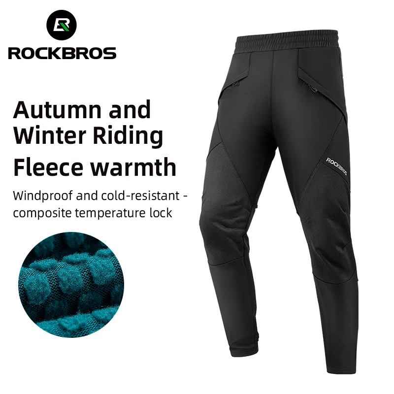 ROCKBROS Autumn Winter Cycling Pants High Elastic Windproof Thermal ...