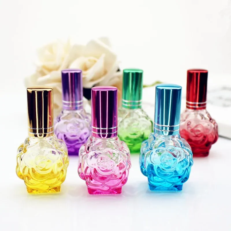 1PC 10ml Colorful Rose Shaped Empty Glass Perfume Bottle Small Sample ...