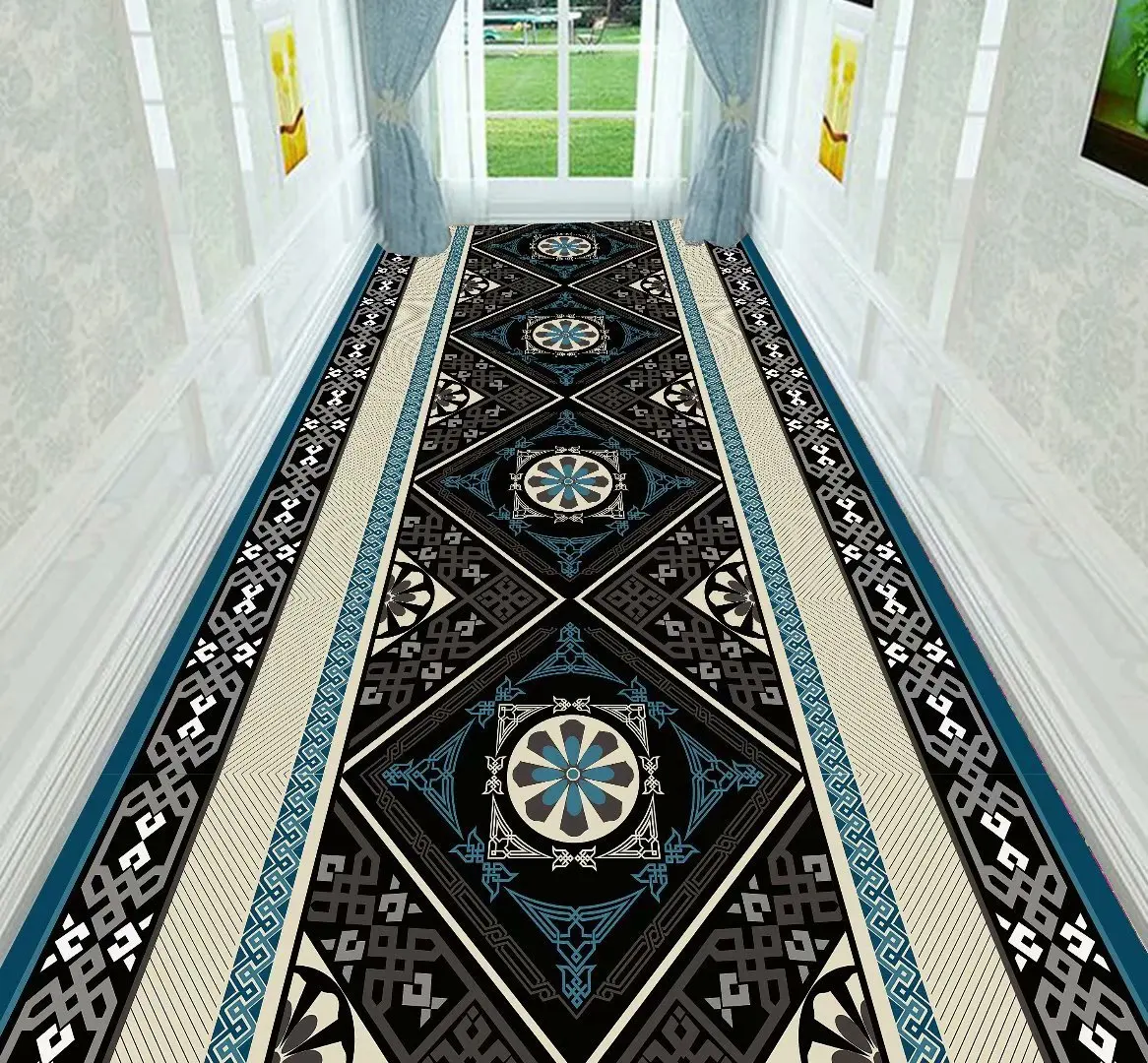 Golden-Pattern-Lobby-Long-Carpet-Rug-For-Stairway-Hallway-Bedroom-Decor ...