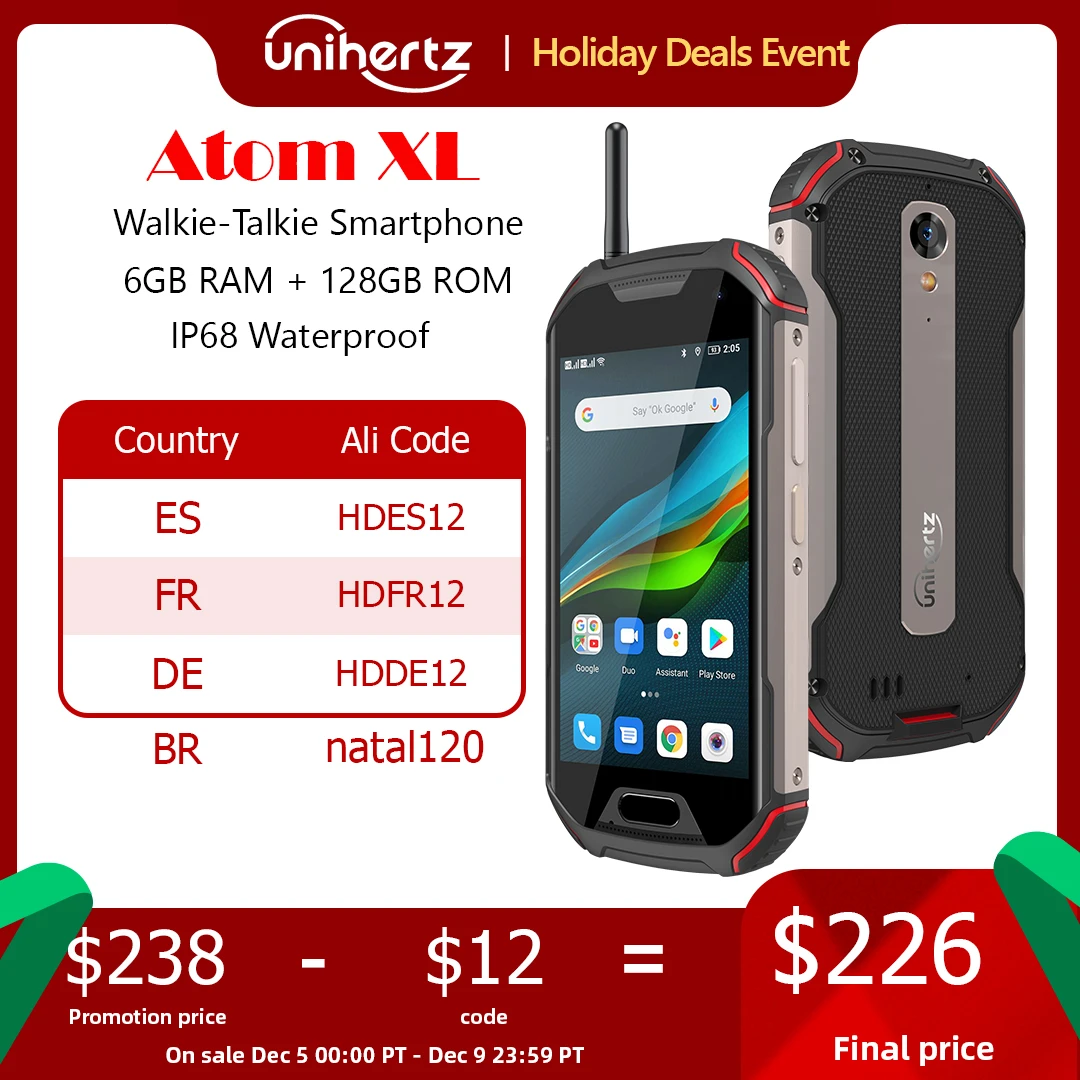 Unihertz Atom Rugged Waterproof Unlocked Walkie-talkie Smartphone 4g ...