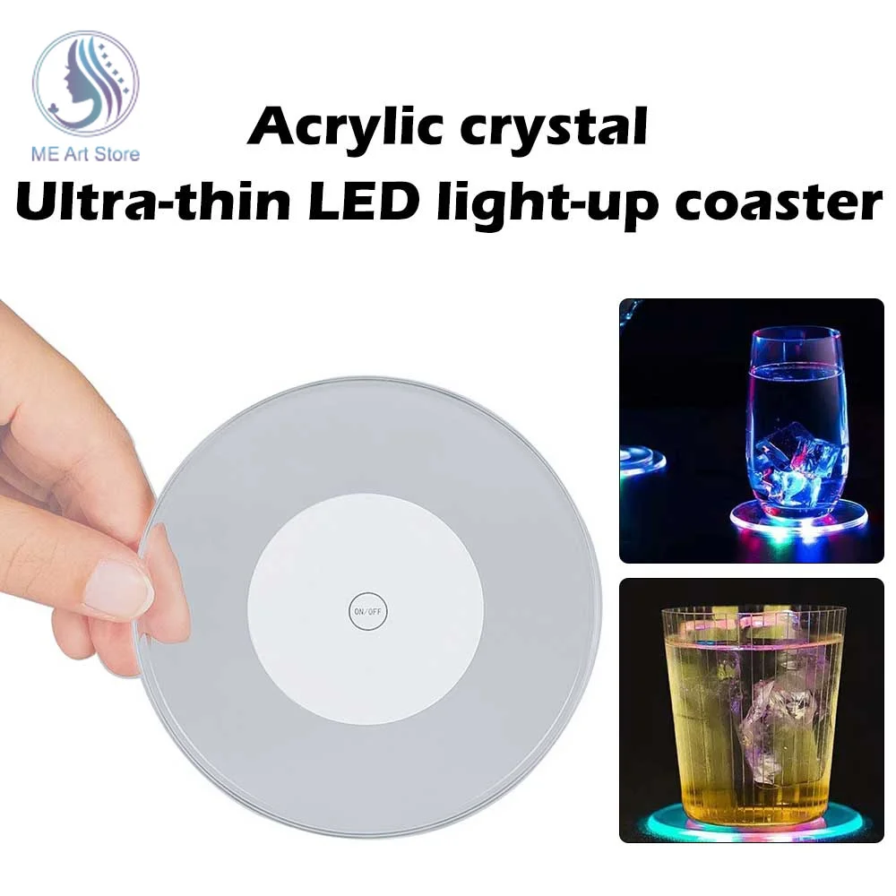 LED-Coaster-Acrylic-Cup-Holder-Mug-Stand-Light-Bar-Mat-Table-Placemat ...