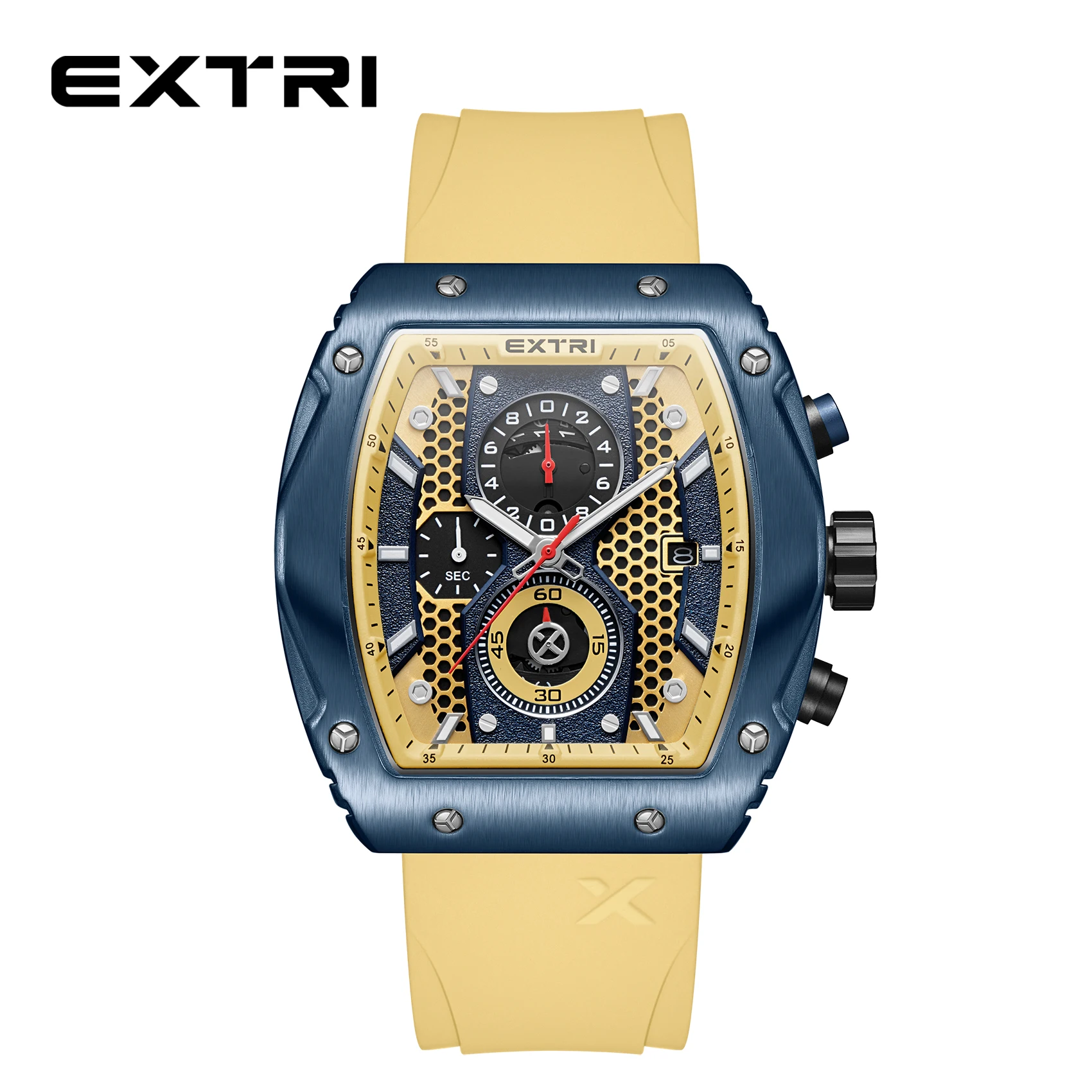 EXTRI-Vintage-Color-Unique-Luxury-Blue-Case-Men-Watch-Sport-Waterproof ...