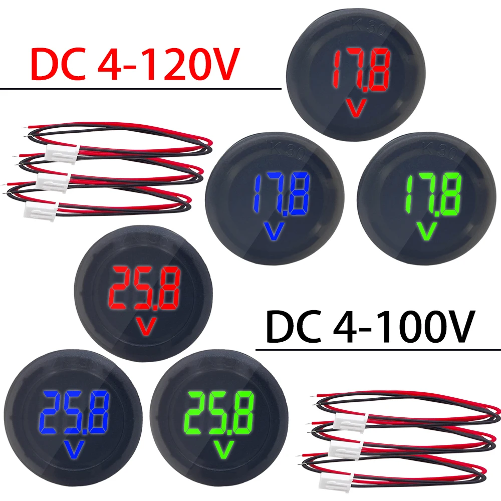 DC 4-120V LED Digital Display Circular Two-wire Voltmeter DC Digital ...