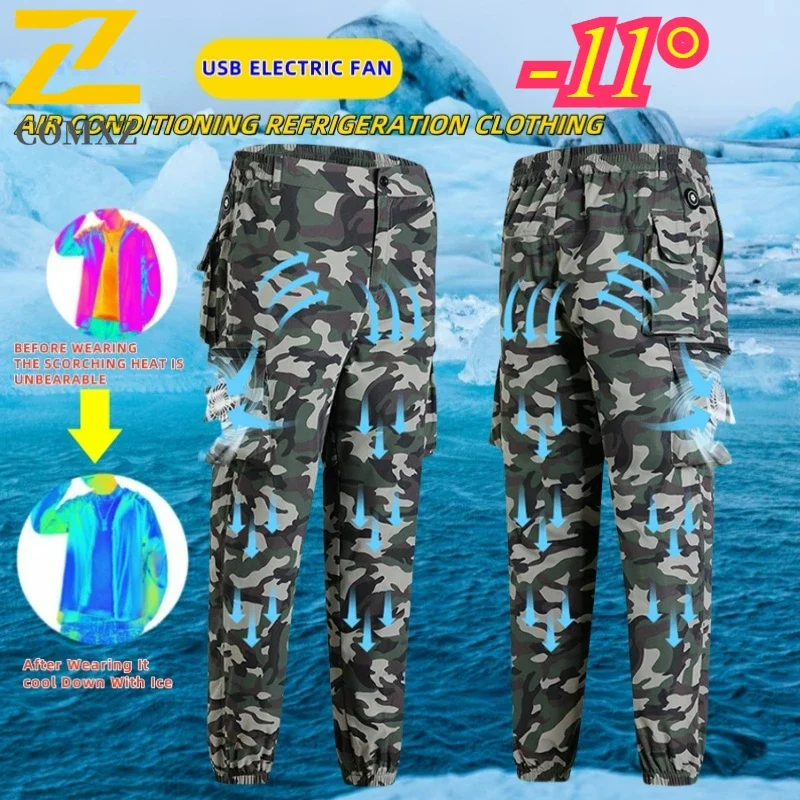 Summer Fan Trousers Men’s USB Cooling Work Pants Air Conditioner ...