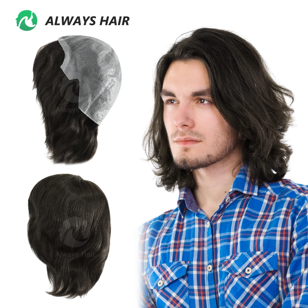 6-Short-India-Human-Hair-Wig-Thin-Skin-Full-Head-Wig-for-Men-All-Hand ...