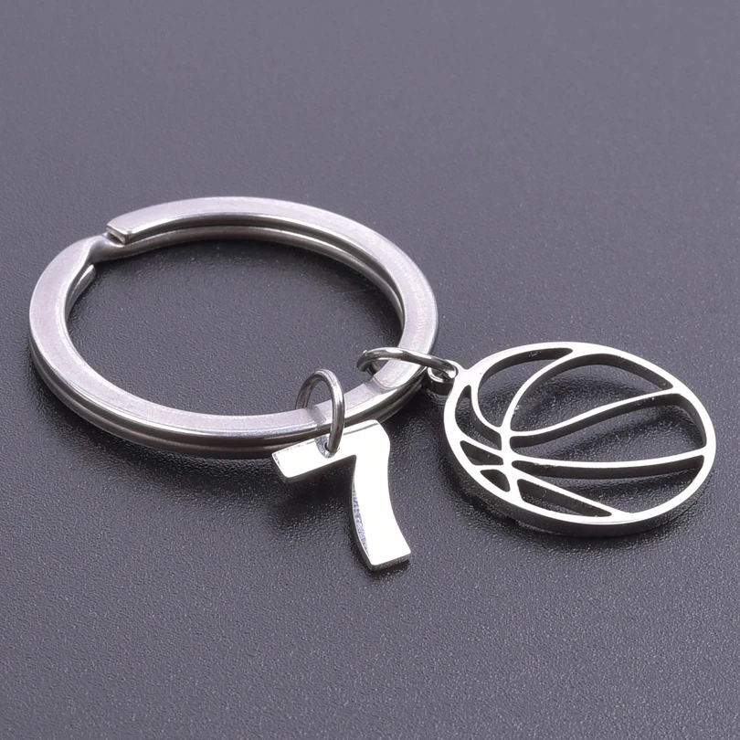 0-9-Number-Charm-Hollow-Basketball-Pendant-Keyring-Stainless-Steel-Key ...