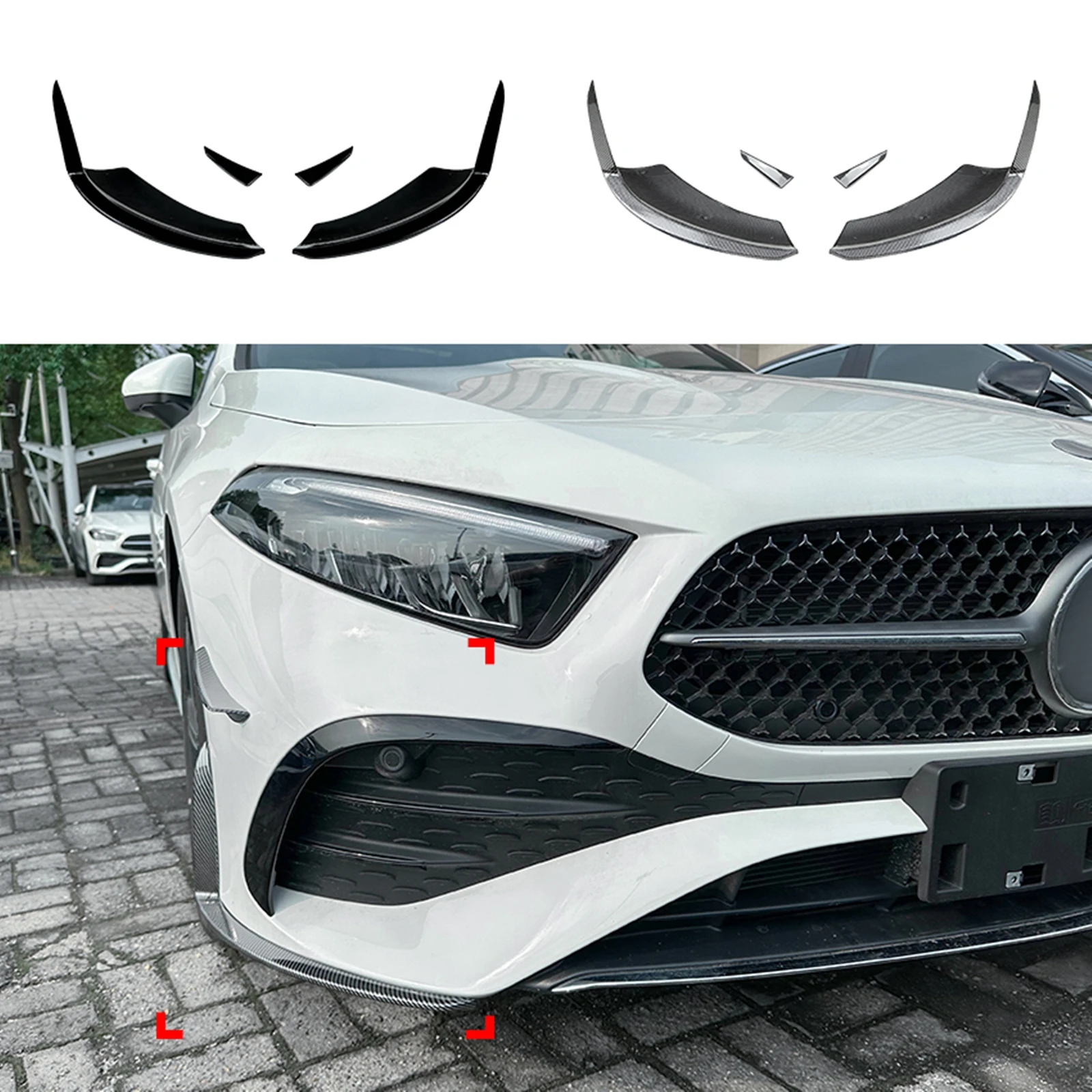 4PCS-Car-Front-Side-Fog-Light-Cover-Air-Vent-Trim-Spoiler-For-Mercedes ...