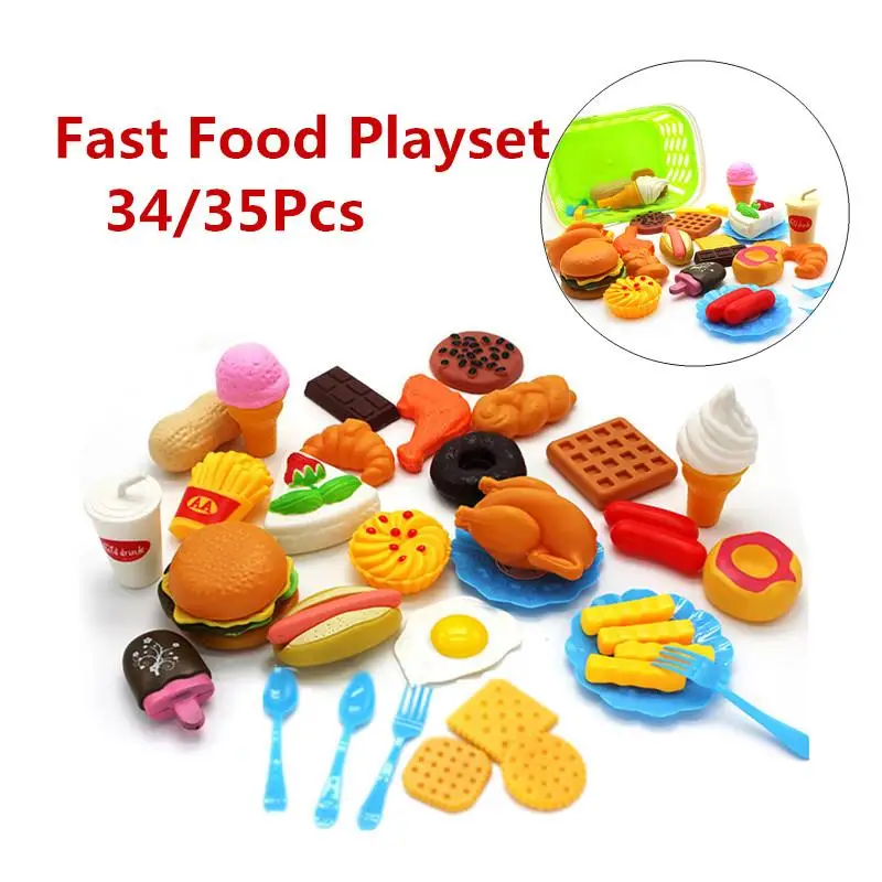 Plastic-Fast-Food-Playset-Mini-Hamburg-French-Fries-Hot-Dog-Ice-Cream ...