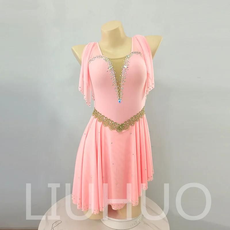 Figure Skating Dress For Girls LIUHUO - Elegant Pink Crystal ...