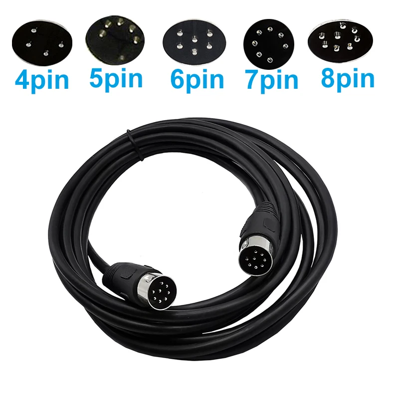 4Pin-5pin-6pin-7-Pin-8pin-Din-Midi-Cable-Male-to-Male-Controller ...