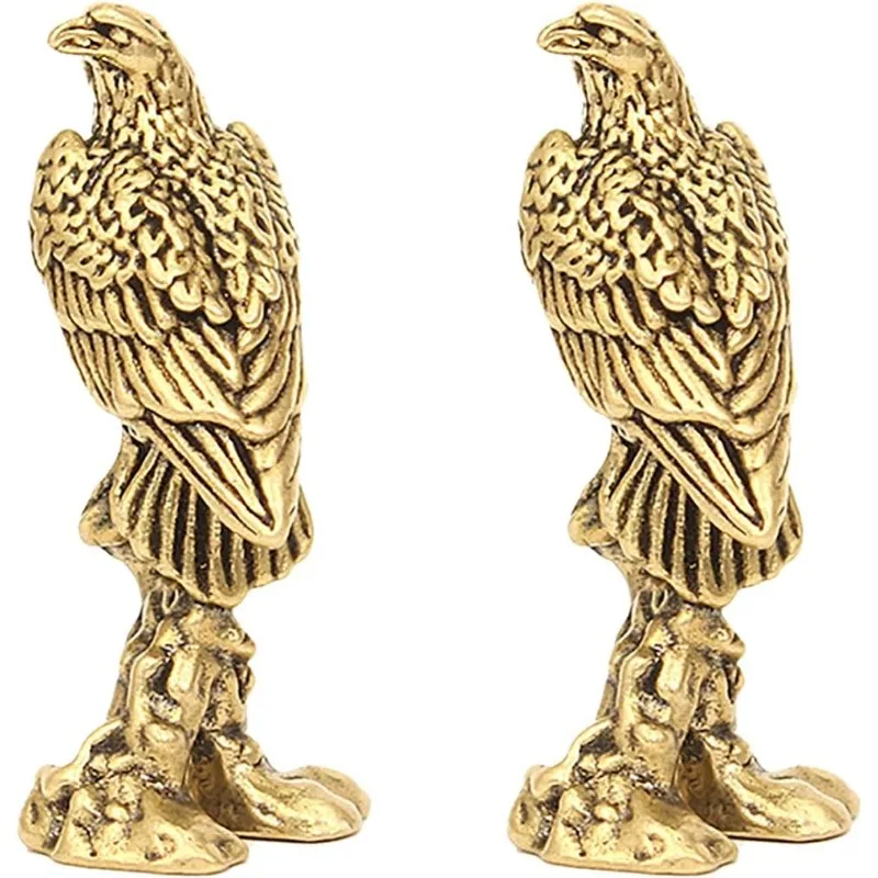 2PCS Brass Eagle Ornaments, Brass Carved Mini Animal Figurine Gold ...