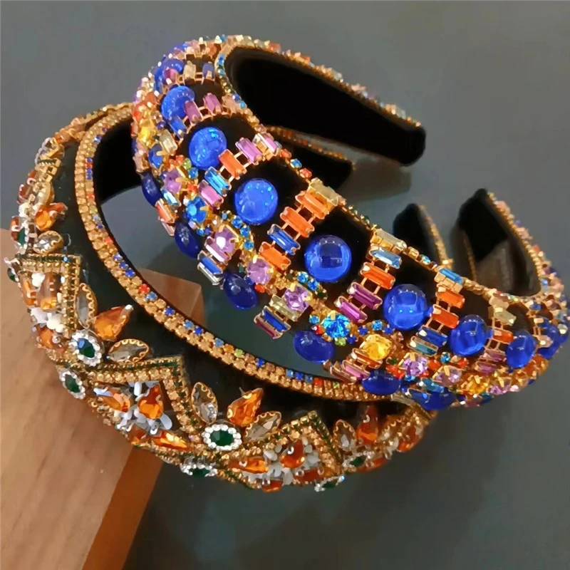 Vintage Baroque Rhinestone Headband Geometric Crystal Hairband ...