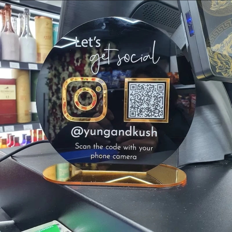 Circular-Social-Media-Sign-Scannable-Acrylic-Payment-Sign-Instagram ...