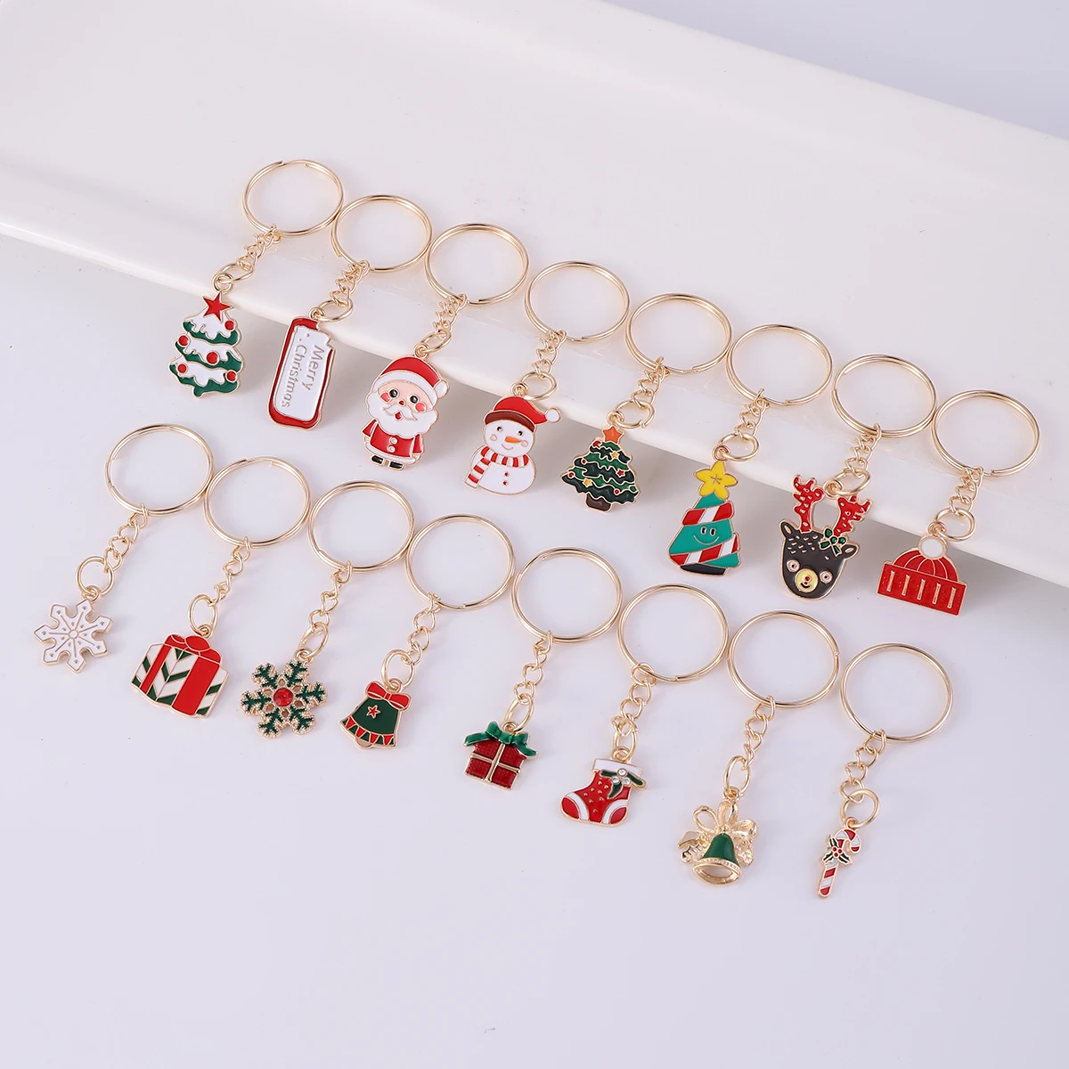 16Pcs-Set-Multi-style-Christmas-Gifts-Key-Ring-Alloy-Ornament-purse-Bag ...