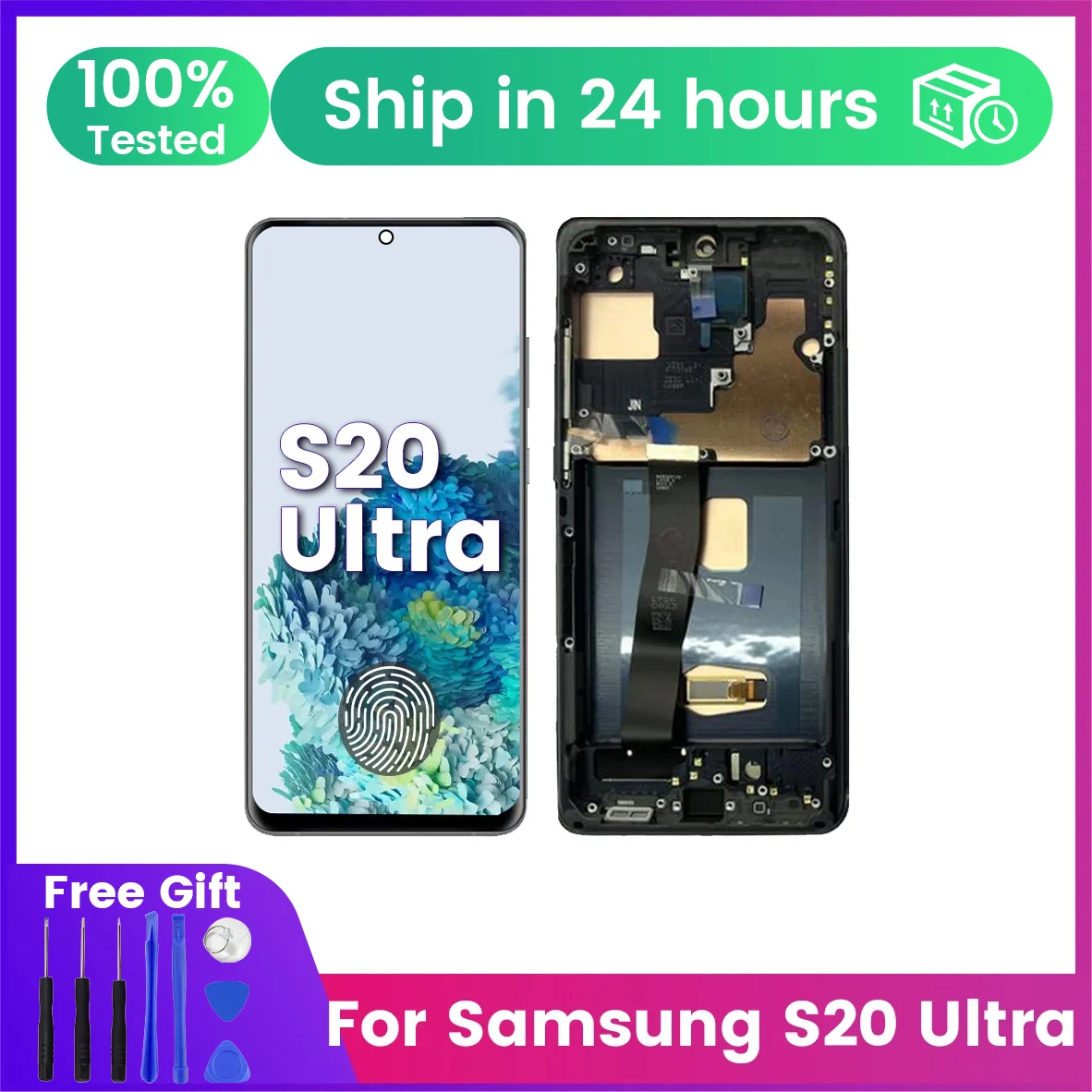 AMOLED For Samsung Galaxy pantalla S20 Ultra Lcd G988 with frame screen ...
