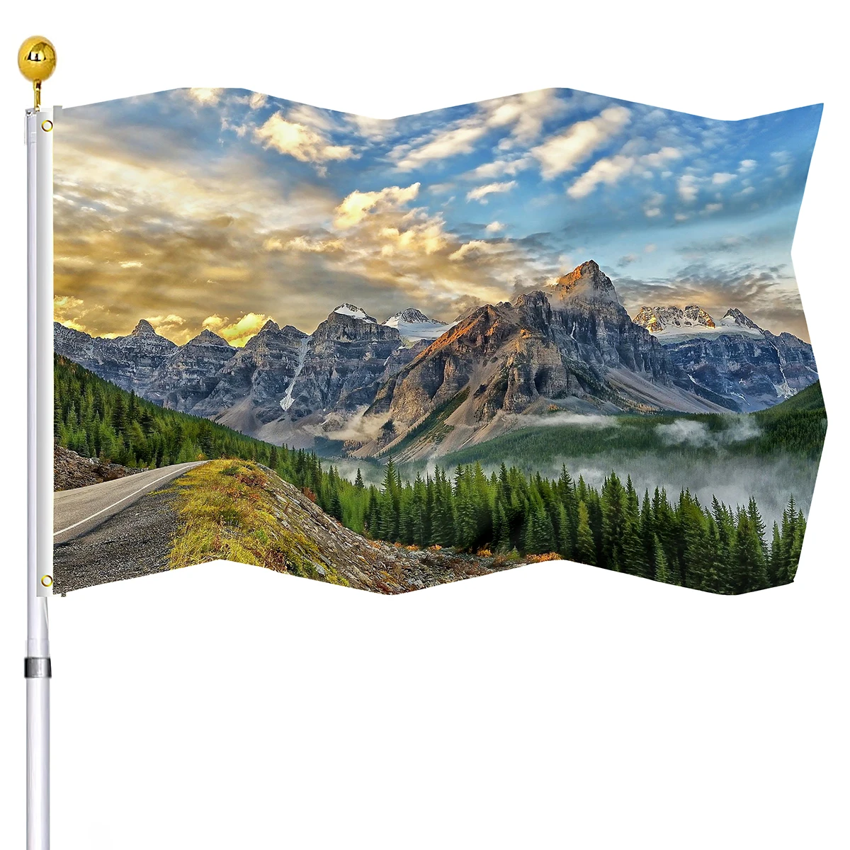 Mountain-Lake-Flag-Double-Stitched-Banners-with-Brass-Grommets-Nature ...