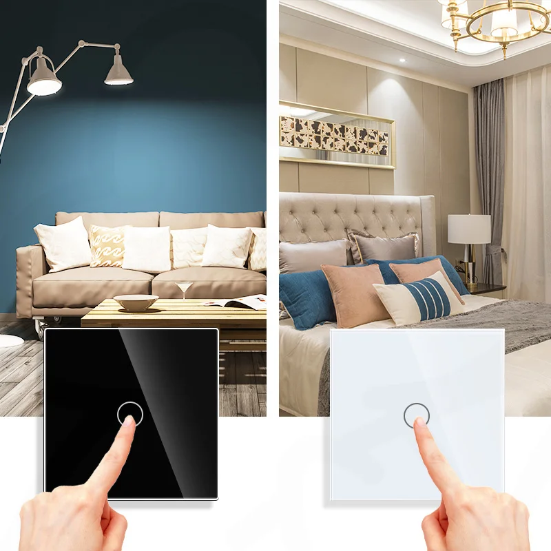 Touch Screen Light Switches LED Backlight Wall Switches Glass Panel 3 ...