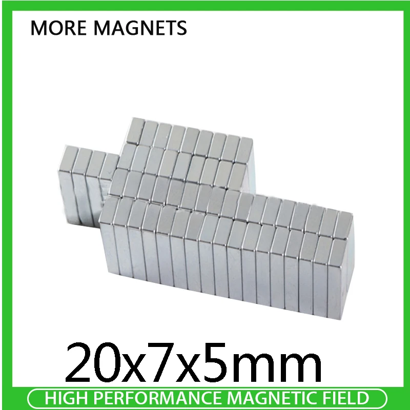 20-500PCS-20x7x5-mm-N35-NdFeB-Square-Super-Strong-Neodymium-Magnet ...