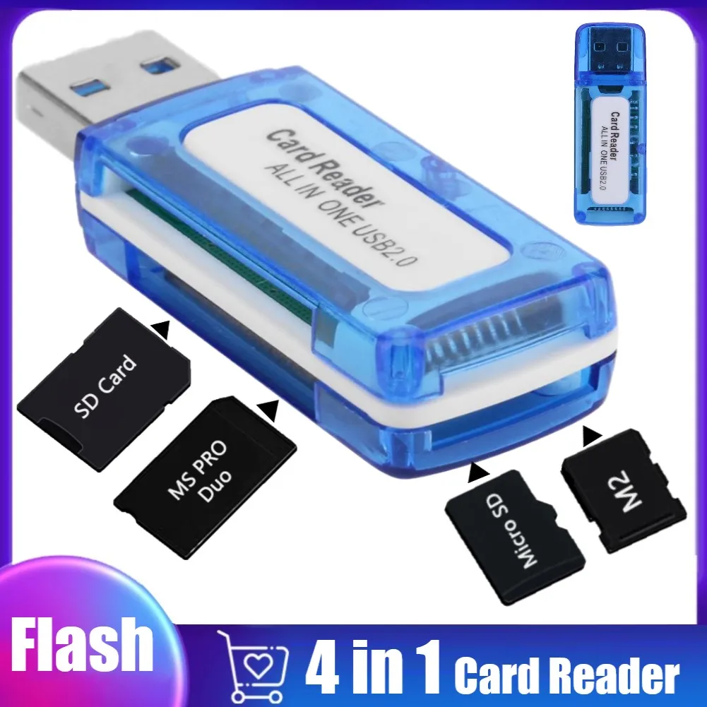 4 in 1 Mini USB2.0 4 Card Slots Smart Card Reader Flash USB Memory Card ...