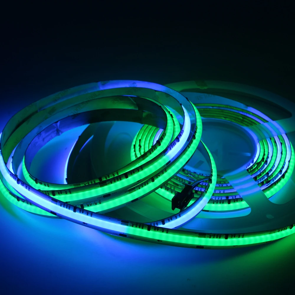 Tira de luces LED COB RGBIC direccionable, 12/24V, WS2811, 720LED, luz ...