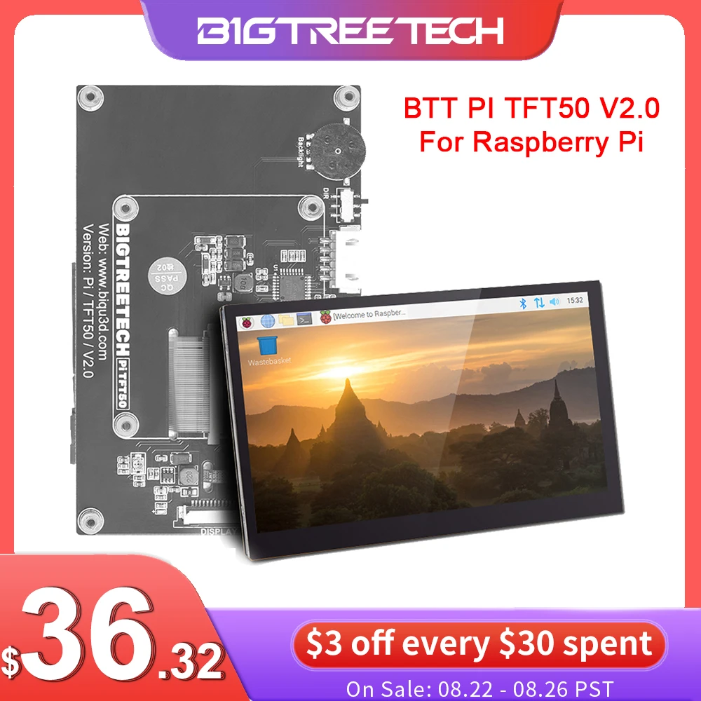 Bigtreetech Pitft50 V2.0 Touch Screen Display Octoprint 3d Printer Parts Raspberry Pi 3 3b Plus ...