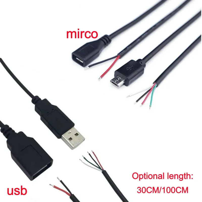 1M USB Type A Male Female Type C Micro Connector 2Pin 4pin core Power ...