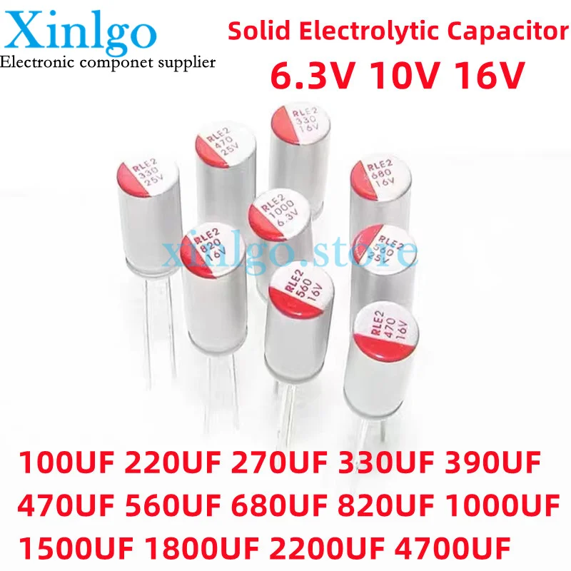 10pcs Dip Solid Electrolytic Capacitor 6.3v 10v 16v 100uf 150uf 220uf ...