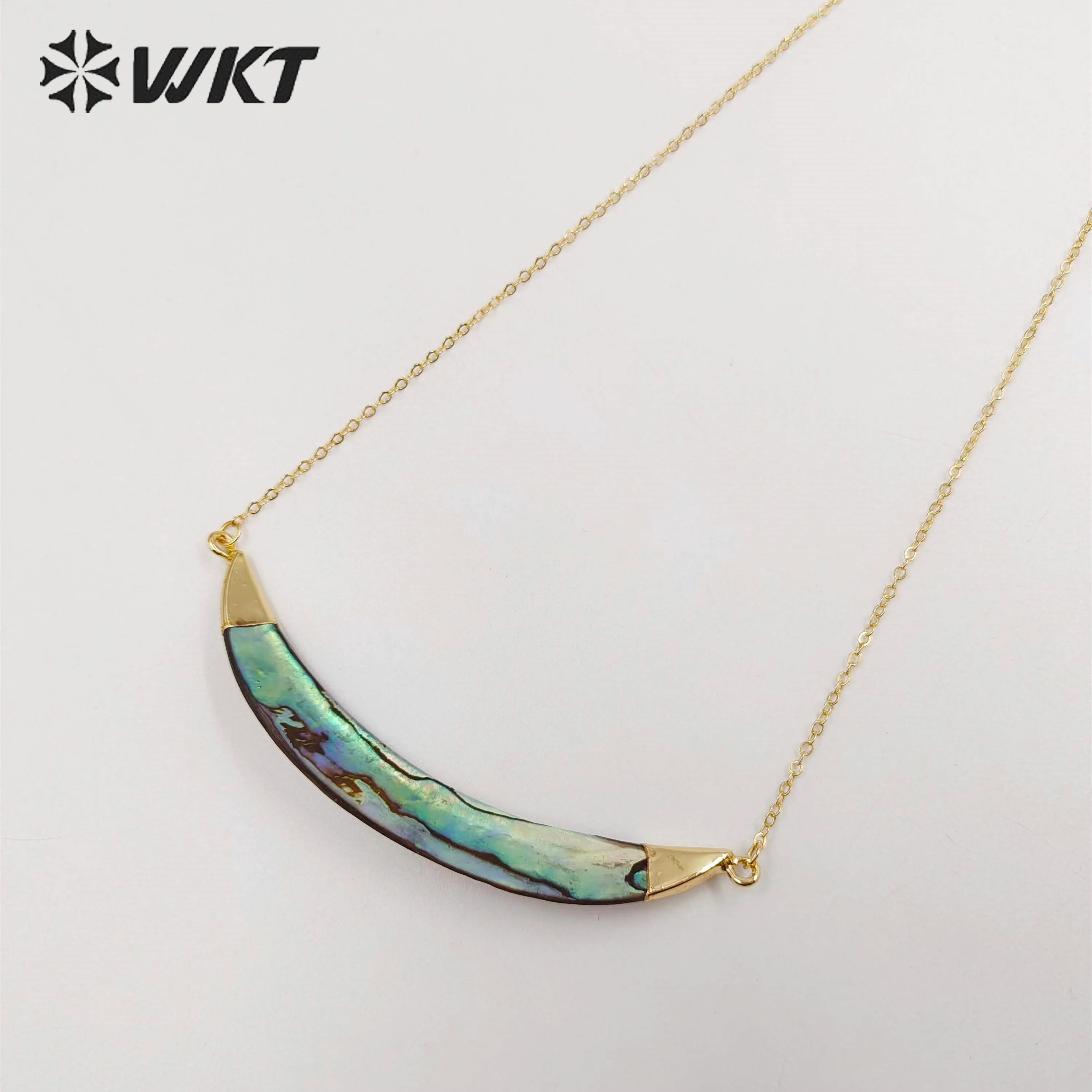Wkt Elegant Fashion Gold Shell Horn Necklace Double Bails Natural ...