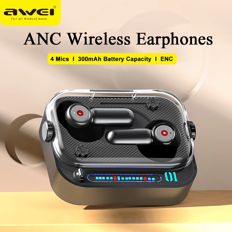 Awei-T58-ANC-Earphones-Bluetooth-5-3-Active-Noise-Cancellation-40dB ...