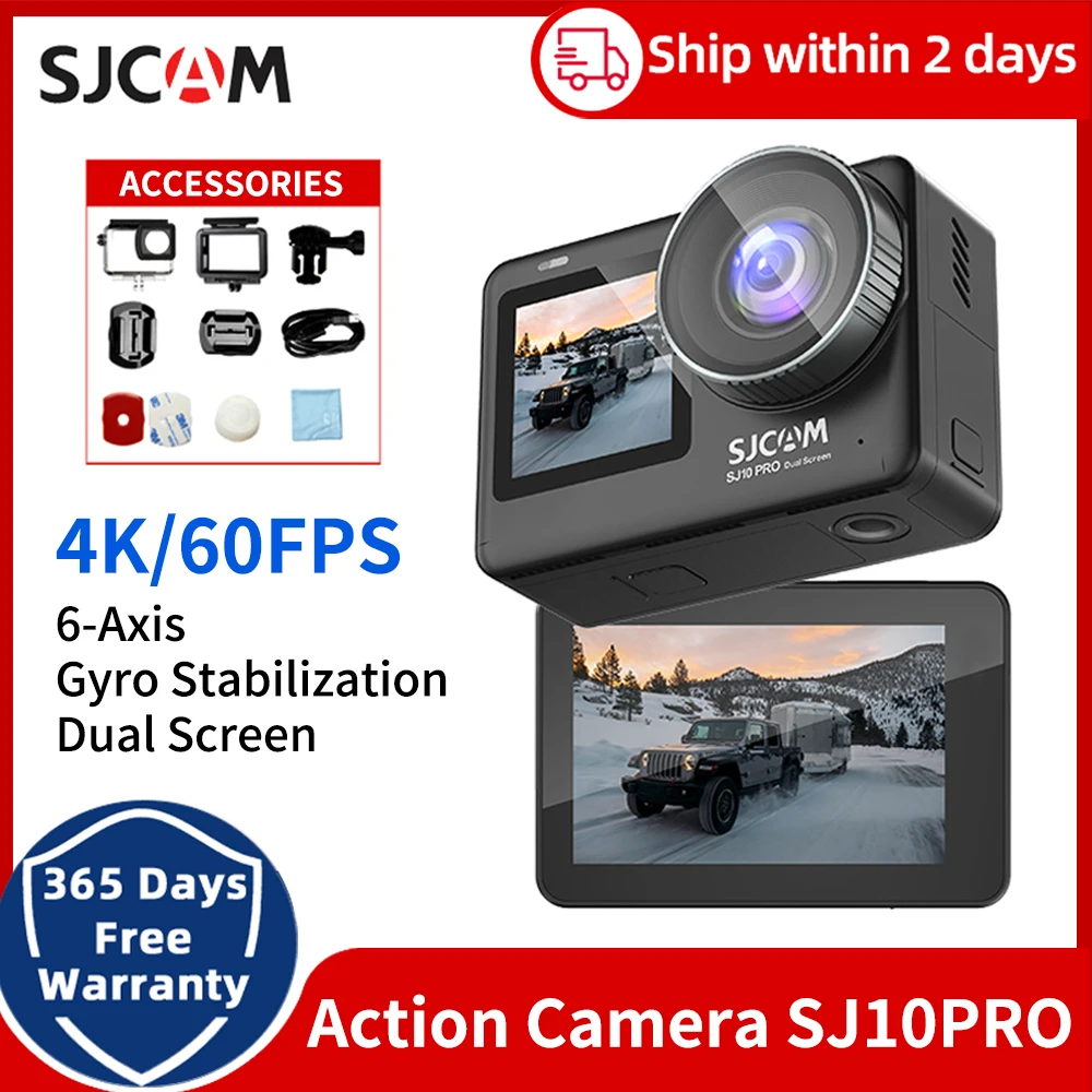SJCAM Action Camera SJ10 PRO 4K 60FPS Gyro Stabilization WiFi 8x Zoom ...